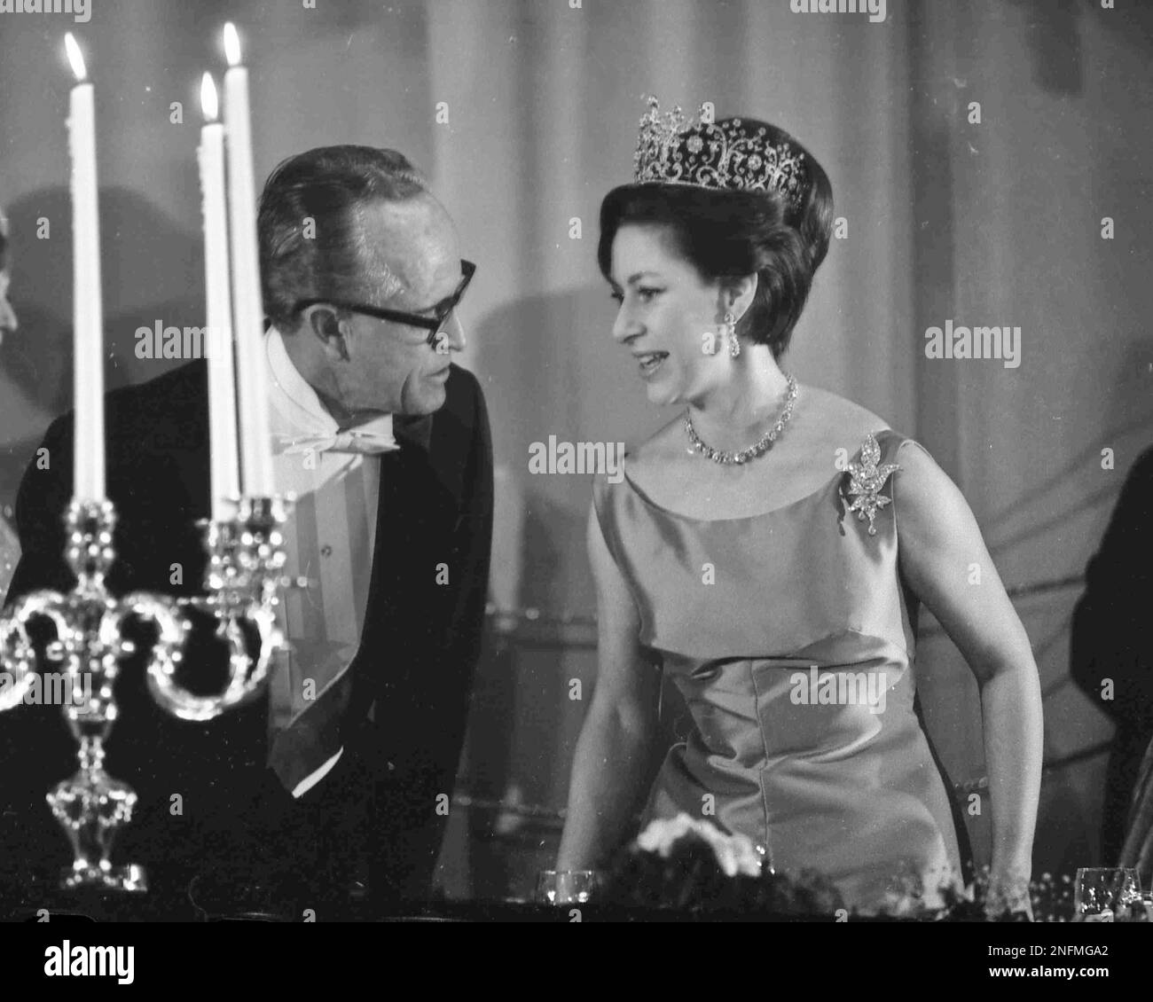 Britain's Princess Margaret talks to Bill Welsh during a WAIF Ball in ...