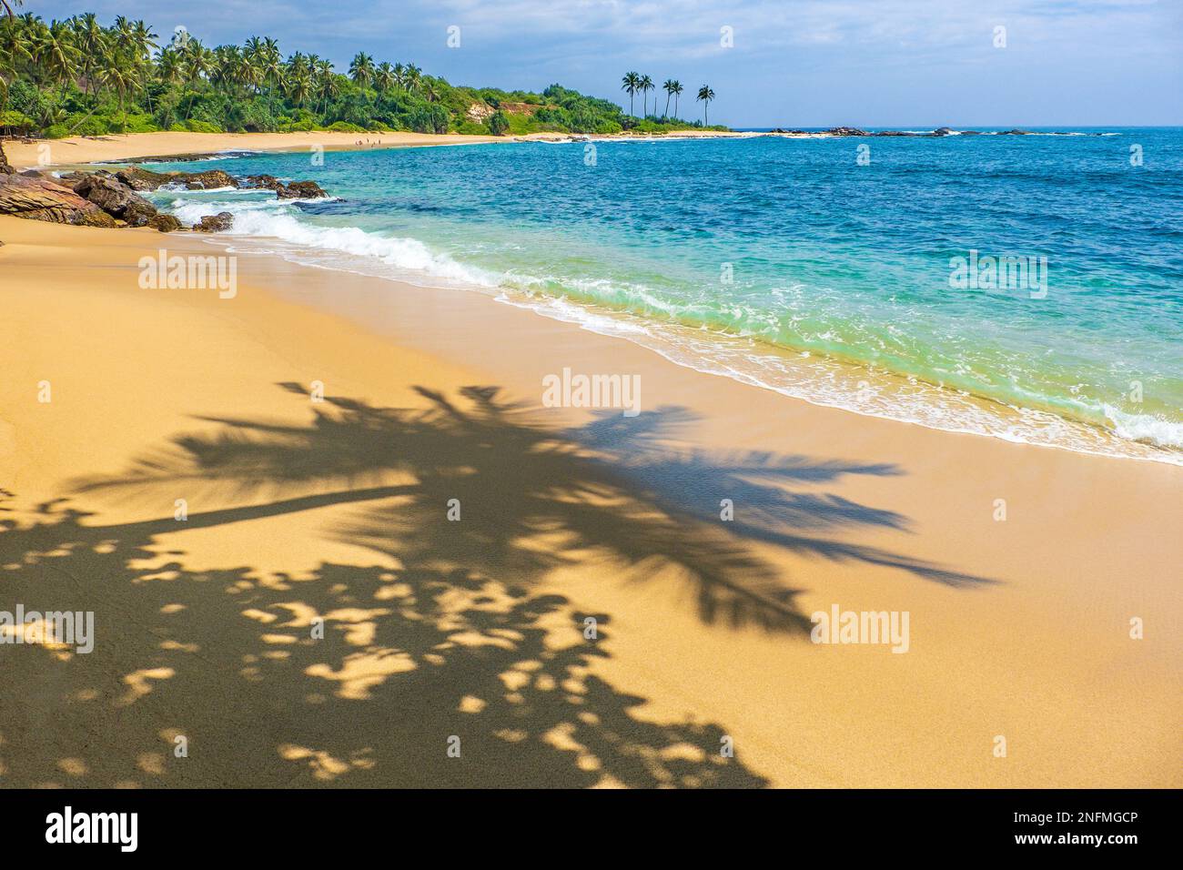Tropical sandy beaches at Goyambokka near Tangalle on the south coast ...