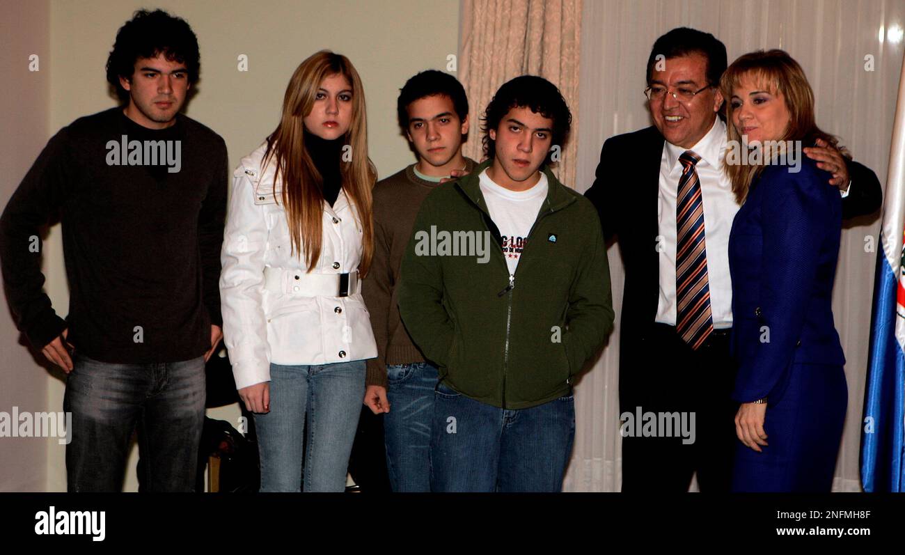 Paraguay's President Nicanor Duarte, second from right, poses with his ...