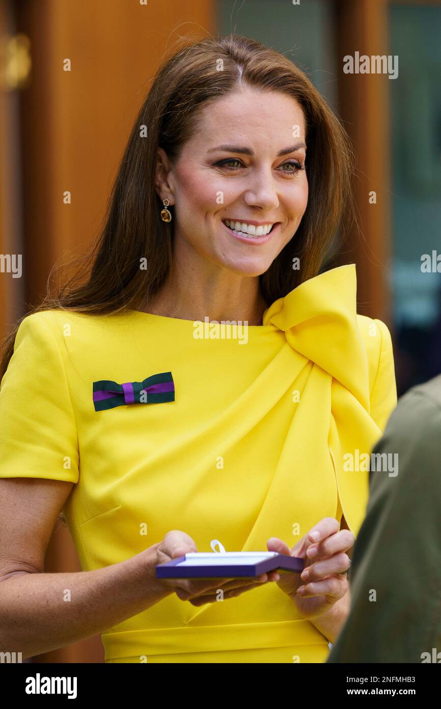 Catherine, HRH The Princess of Wales meets members of the public at The Wimbledon Championships ...