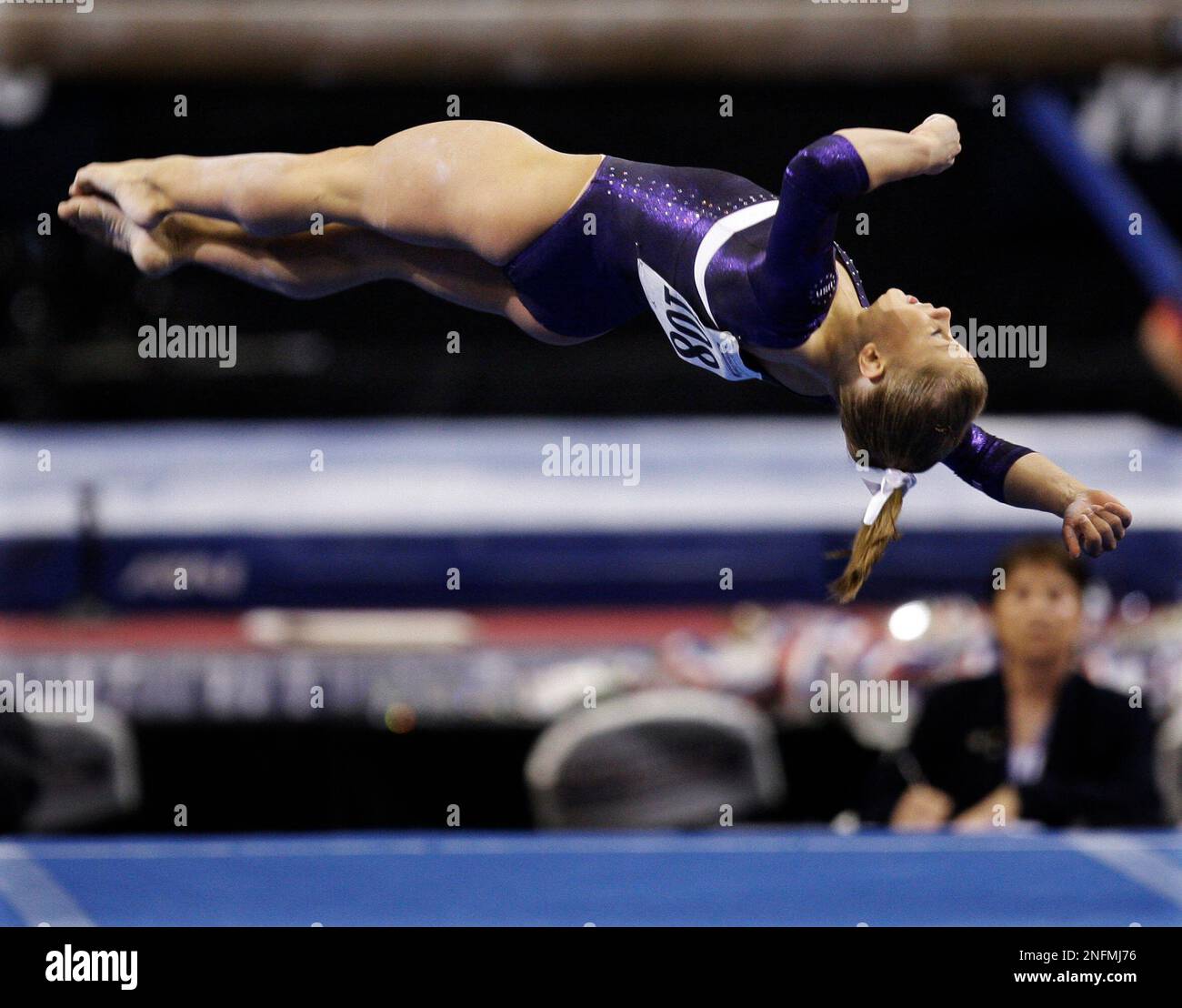Shawn Johnson performs her routine on the exercise floor during the ...