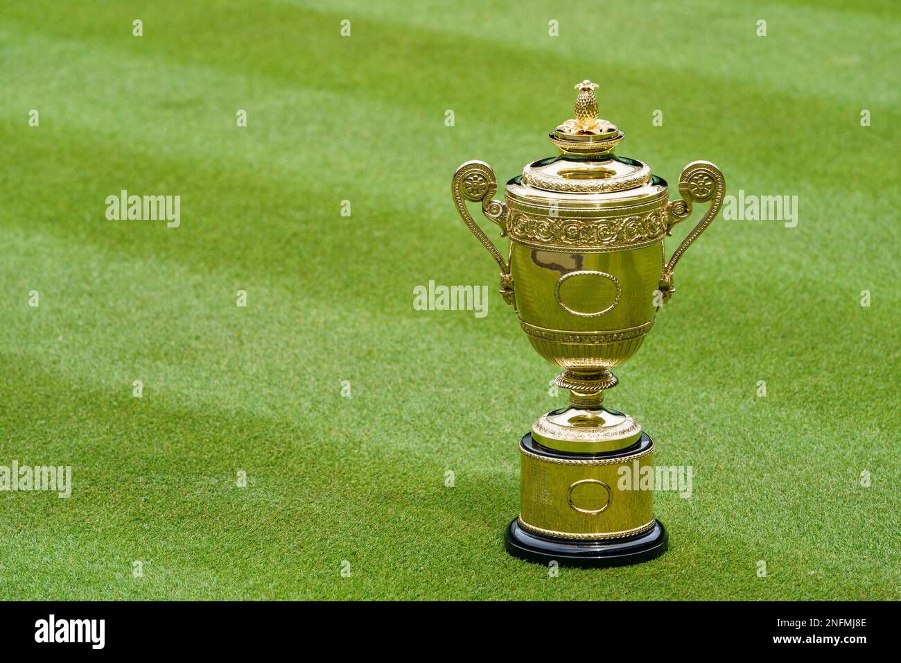 The Gentlemen's Singles Trophy on Centre Court of The Wimbledon ...