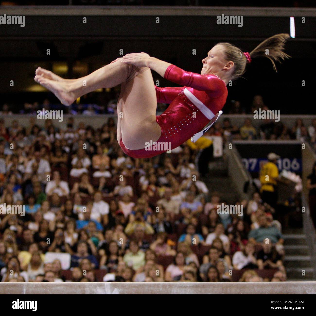 Bridget Sloan performs on the balance beam during the women's second ...