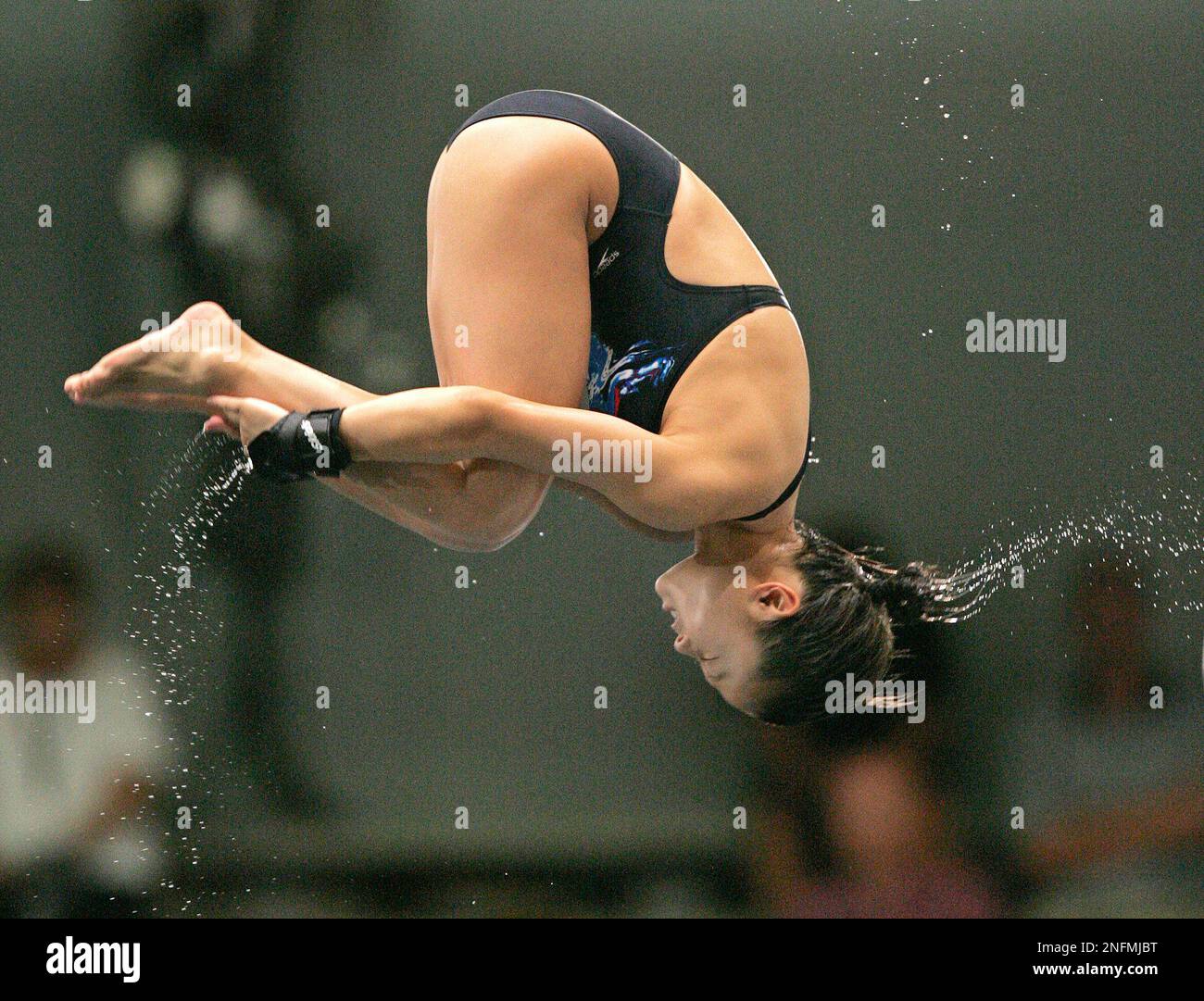 Haley Ishimatsu performs a dive in the finals of the women's 10-meter platform at the U.S ...