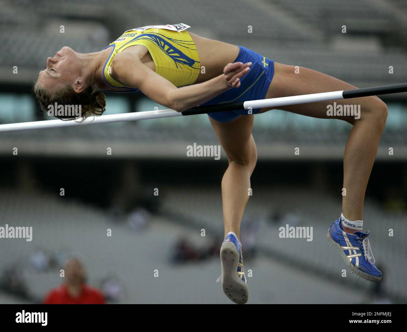 Sweden's Emma Green is seen during her Women's High Jump attempt in the ...