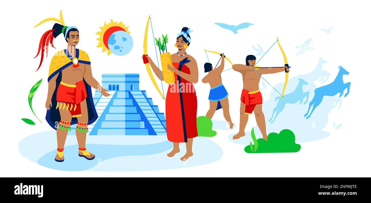 Maya ancient hunters - modern colored vector illustration Stock Vector ...