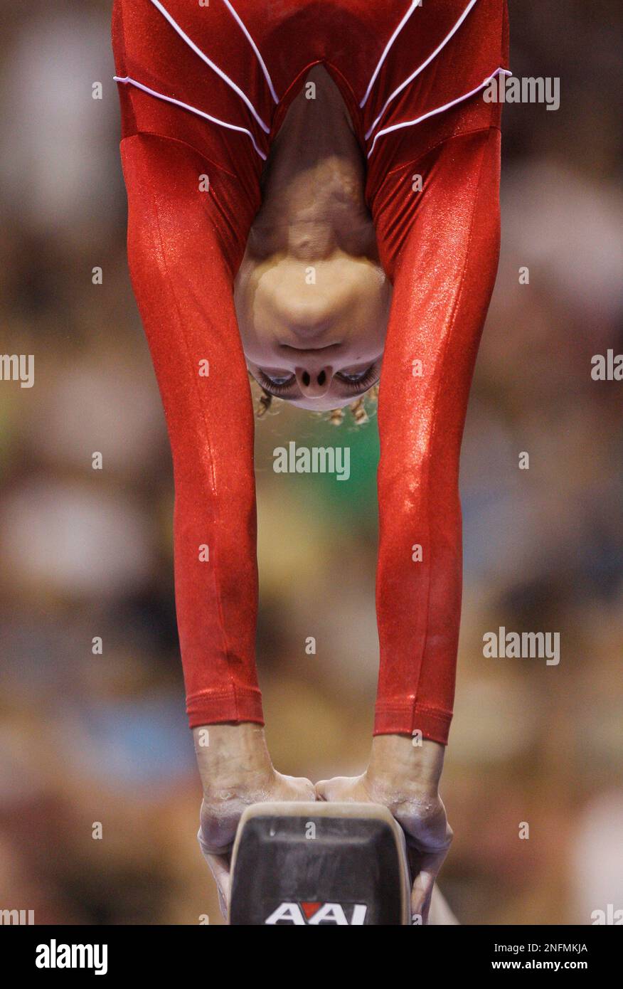 Mattie Larson performs her routing on the balance beam during the women ...
