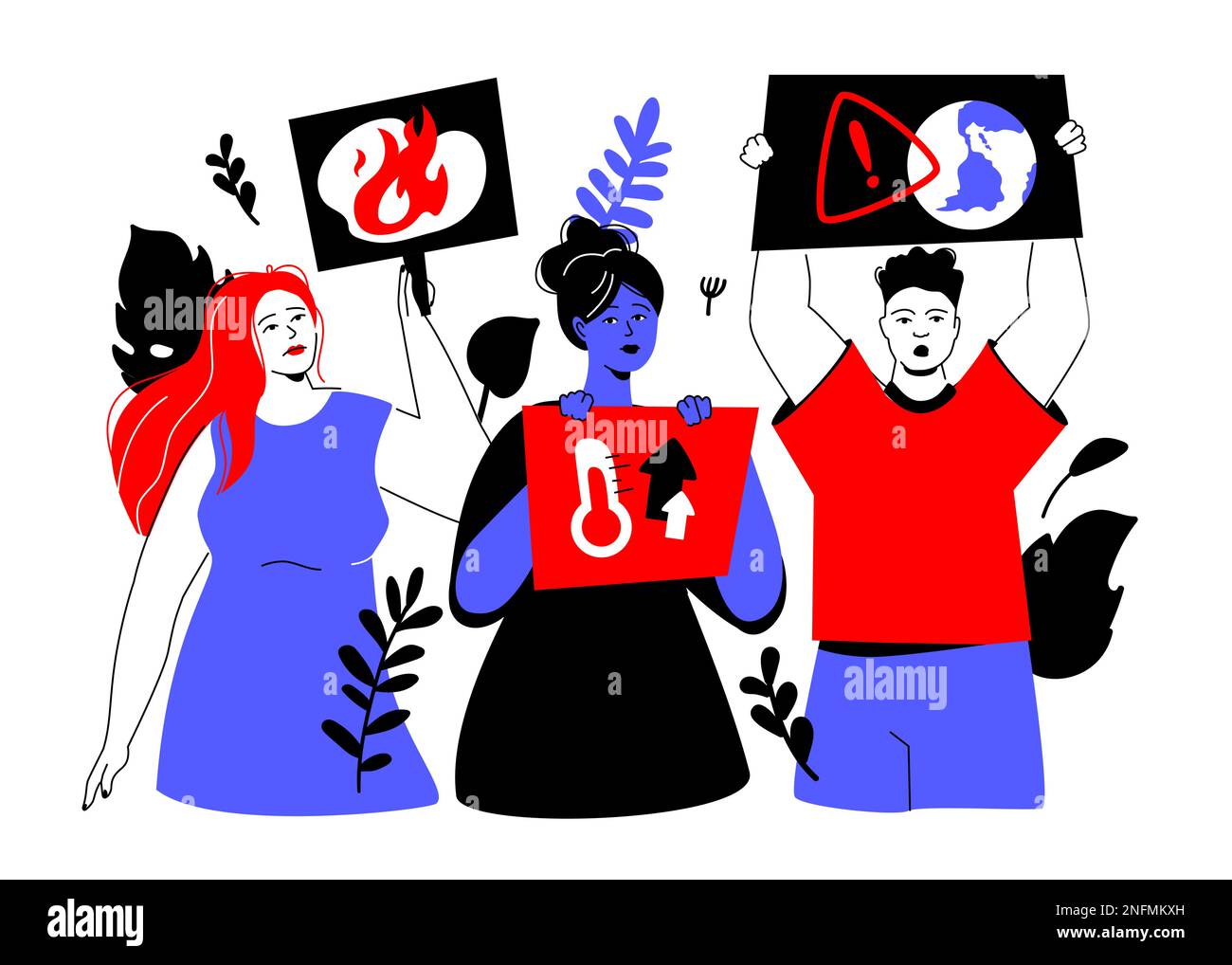 Eco activist protest - colorful flat design style illustration Stock ...