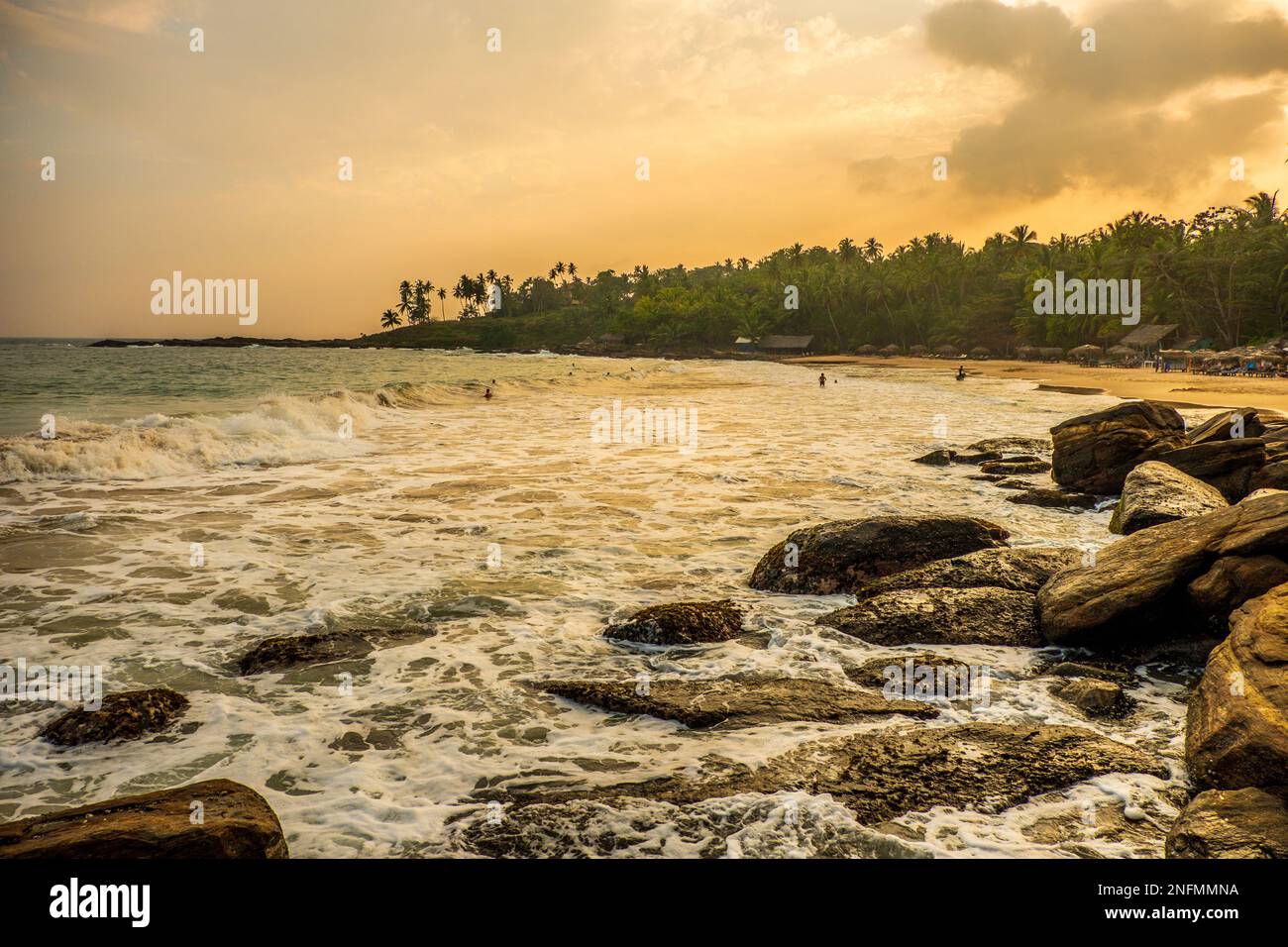 Tropical sandy beaches at Goyambokka near Tangalle on the south coast ...