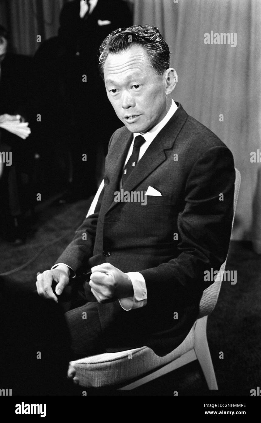 Singapore's Prime Minister Lee Kuan Yew during a press conference ...