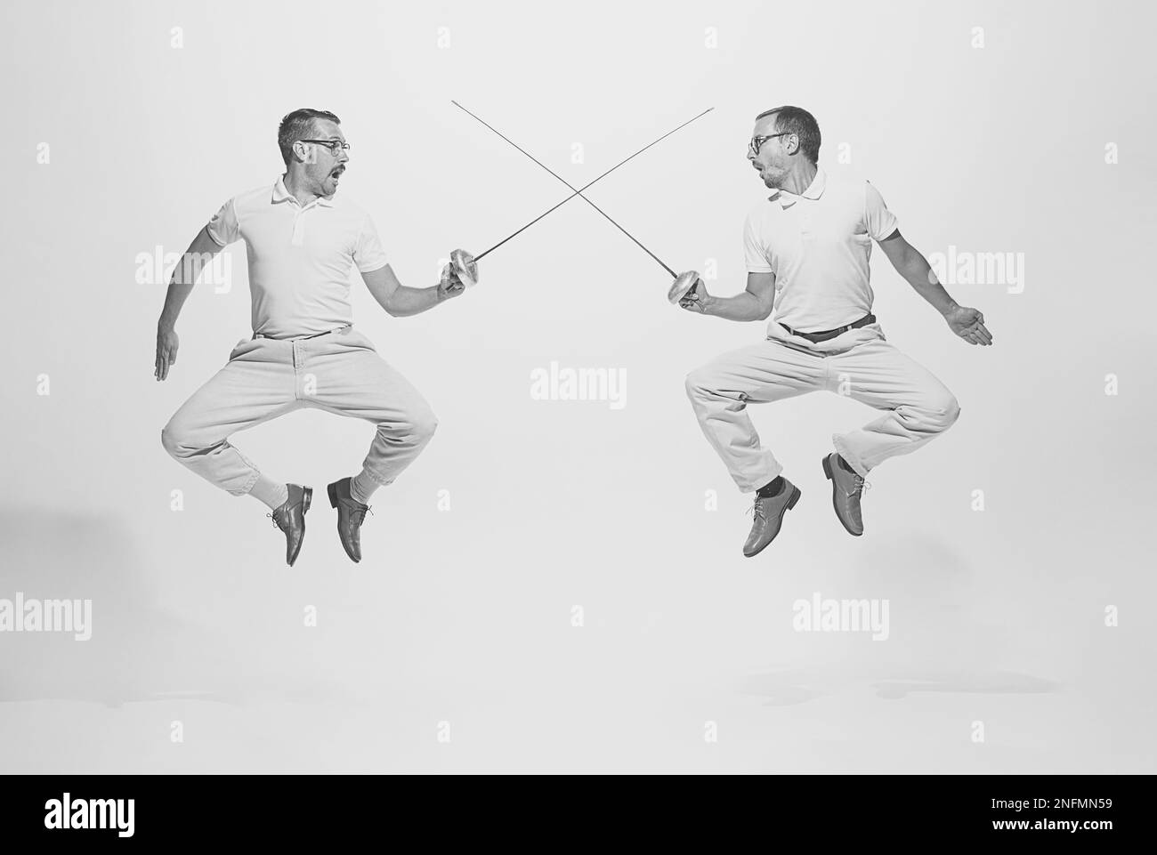 Duel in two men Black and White Stock Photos & Images - Alamy