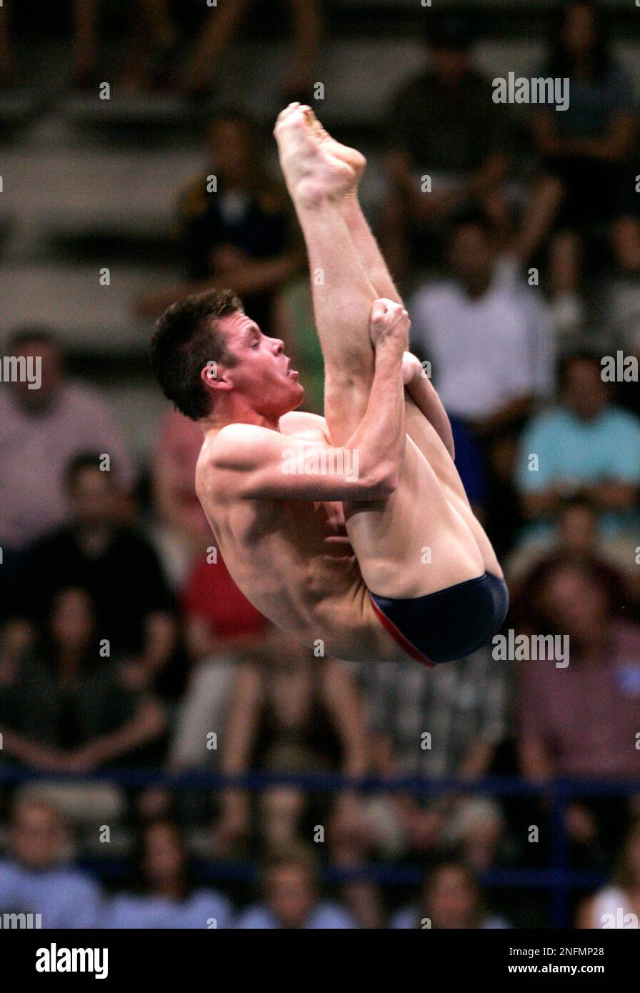 David Boudia performs a dive during the preliminaries of the men's ...