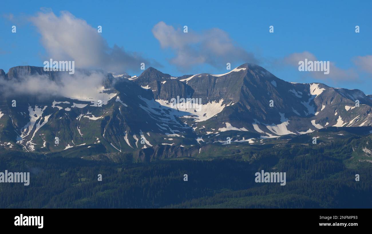 Mountains Gassenhorn and Faulhorn seen from Planalp, Brienz Stock Photo ...
