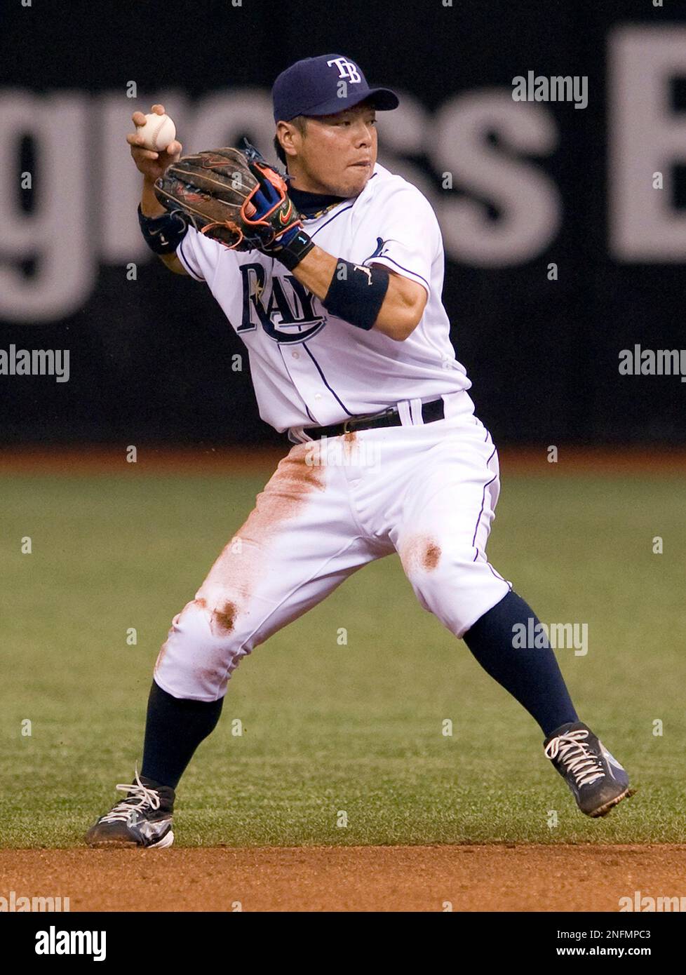 Tampa Bay Rays' Akinori Iwamura, of Japan, makes a throw against the ...