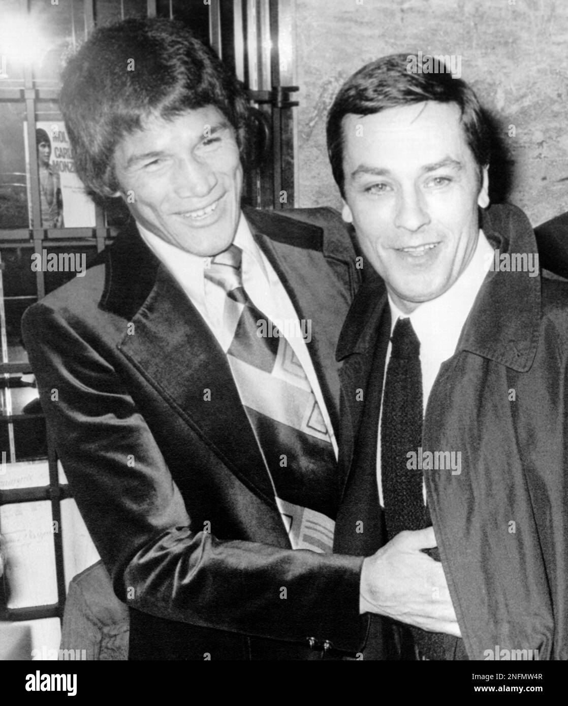 French actor Alain Delon (right) a well-known boxing fan with Carlos ...