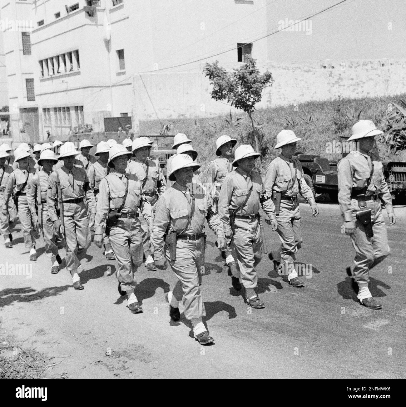 The American Military police leaving their barracks outside the main ...