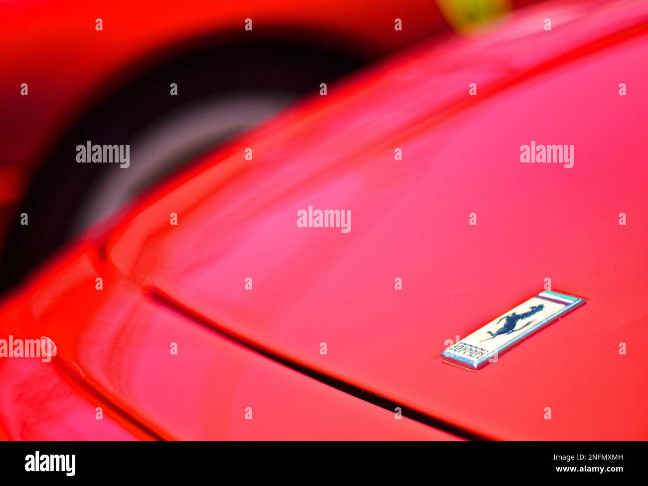 Red Ferrari Hood Stock Photo - Alamy