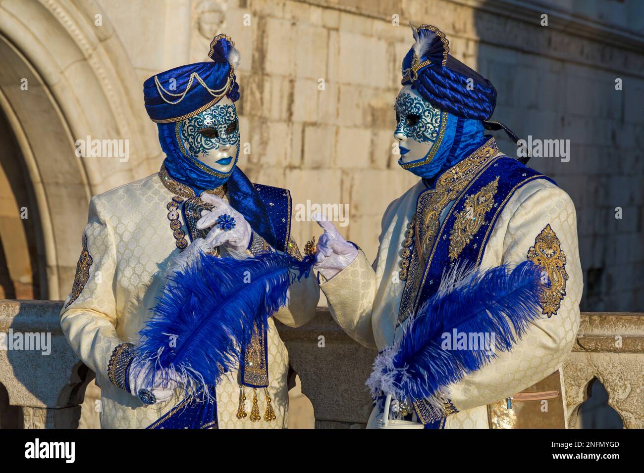 Carnival goer dressed in splendid costume and mask during Venice ...