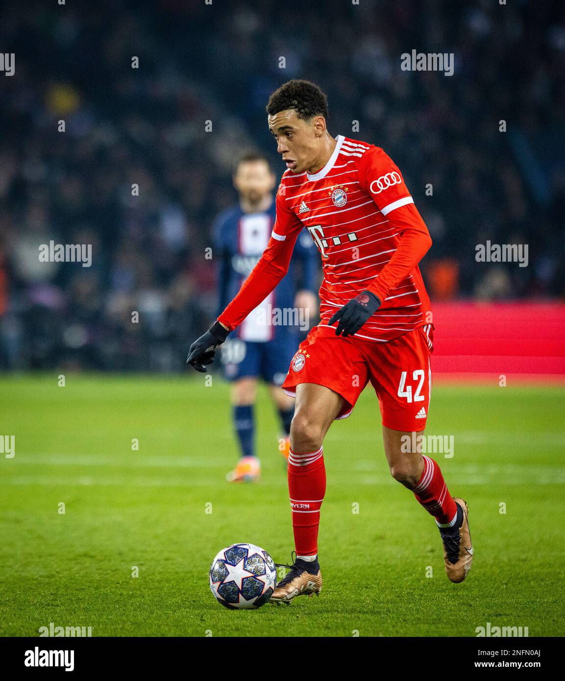 Paris, France. 14th Feb, 2023. Jamal Musiala (Muenchen) Paris Saint ...