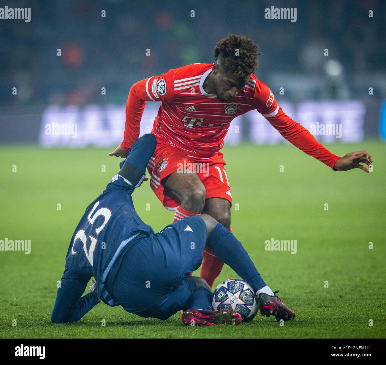 Paris, France. 14th Feb, 2023. Nuno Mendes (PSG), Kingsley Coman ...