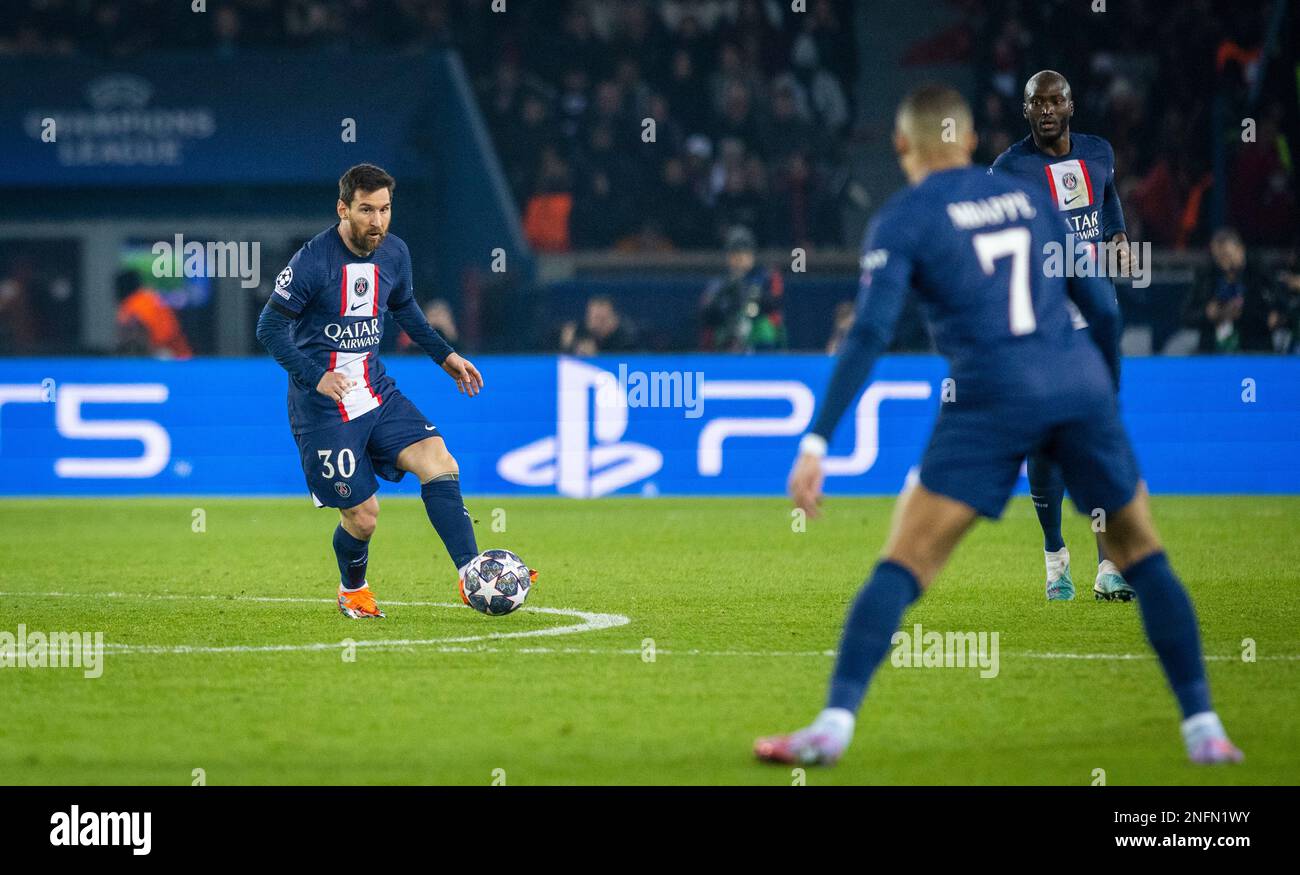 Paris, France. 14th Feb, 2023. Lionel Messi (PSG), Kylian Mbappe (PSG) Paris Saint-Germain ...