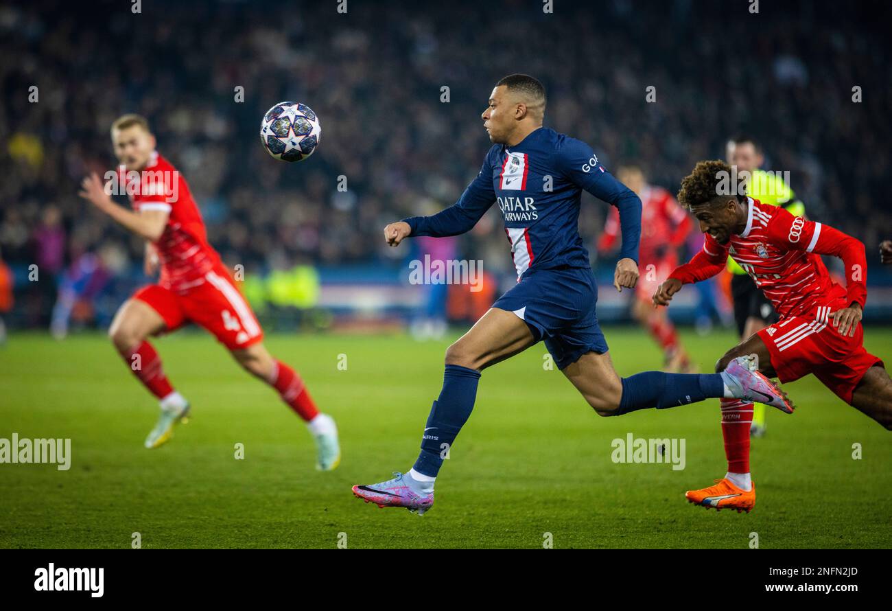 Paris, France. 14th Feb, 2023. Kylian Mbappe (PSG), Kingsley Coman ...