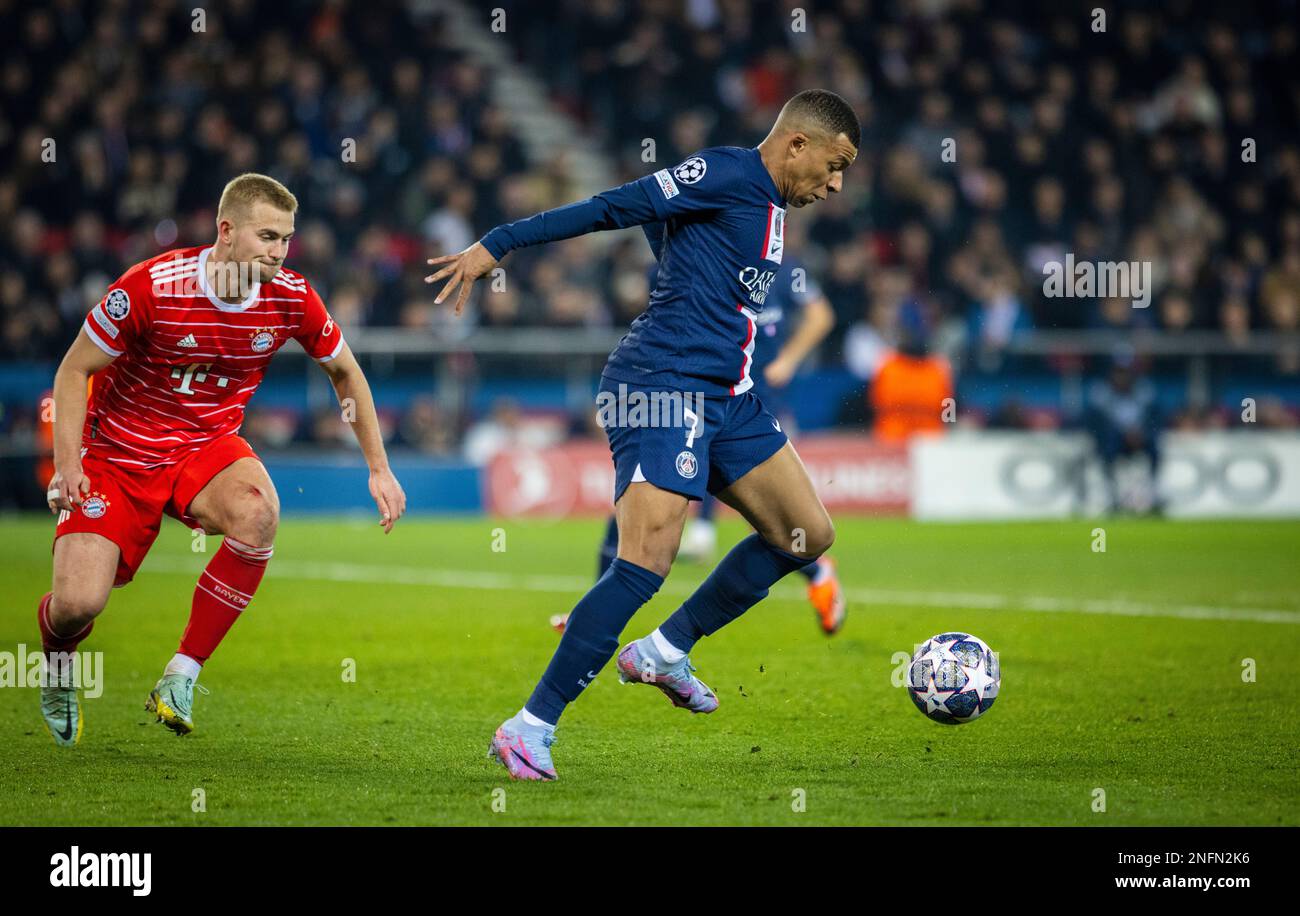 Paris, France. 14th Feb, 2023. Kylian Mbappe (PSG), Matthijs de Ligt ...