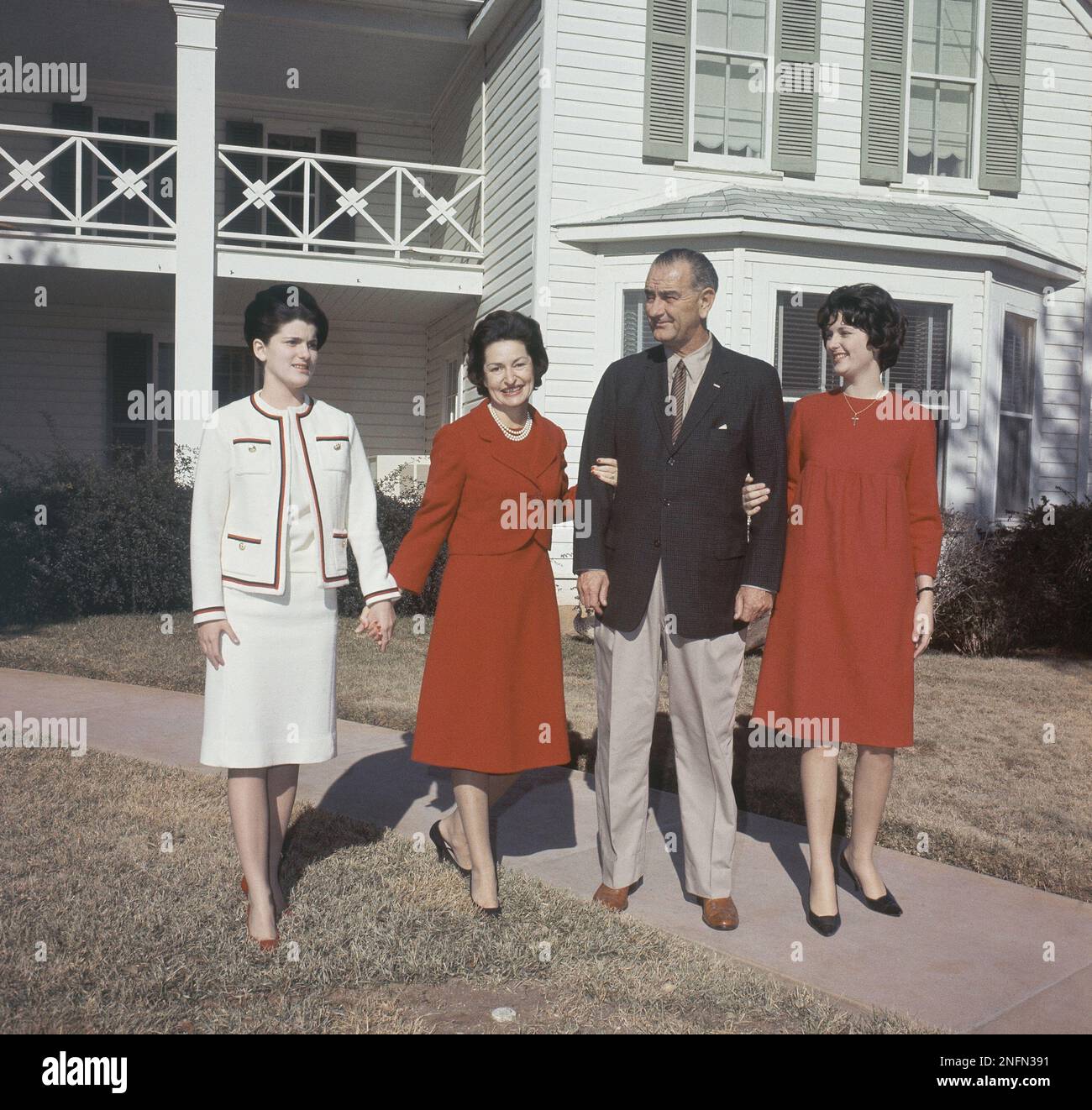 President Lyndon Johnson family poses at LBJ ranch near Johnson City ...
