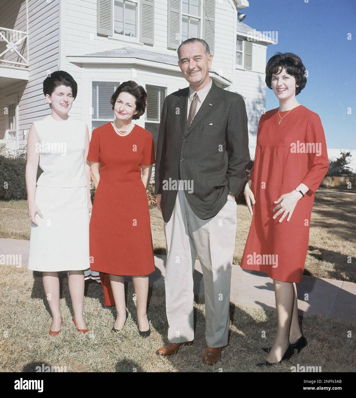 President Lyndon Johnson family poses at LBJ ranch near Johnson City ...