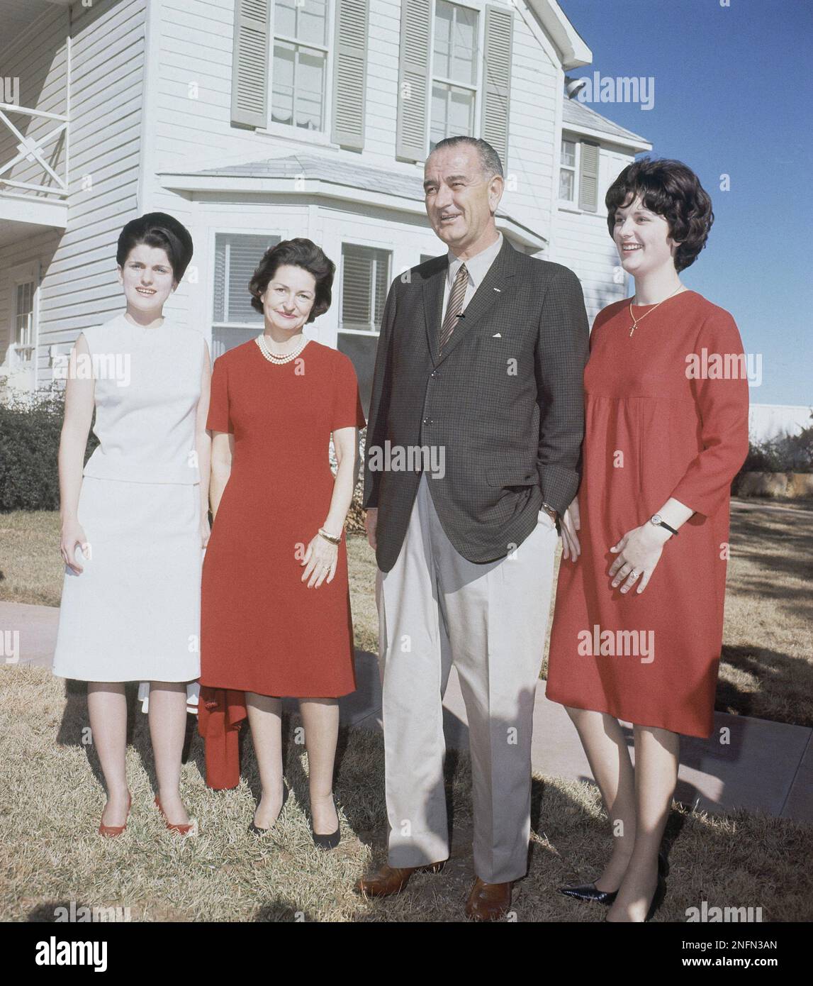 President Lyndon Johnson family poses at LBJ ranch near Johnson City ...