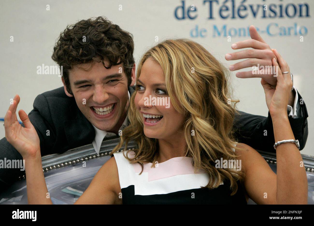 US actors Becki Newton and Michael Urie pose during the 48th Monte ...