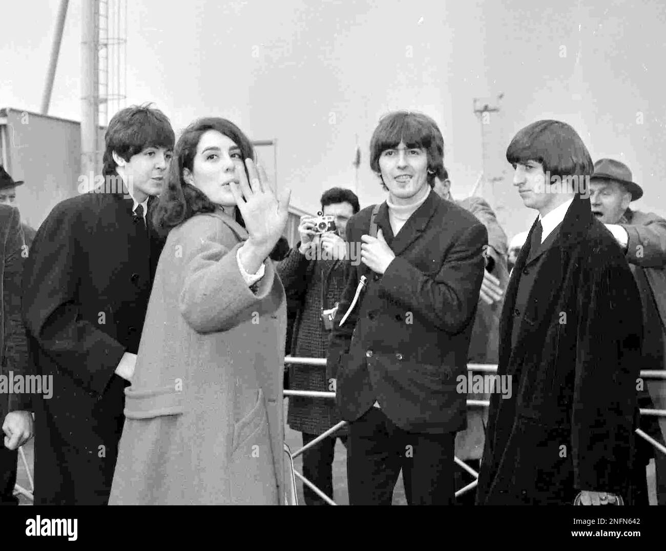 British actress Eleanor Bron, second left, with three of British pop ...