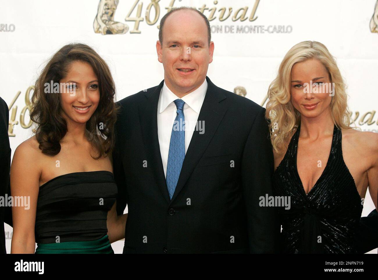 Prince Albert II of Monaco, centre, poses with US actresses, Christel ...