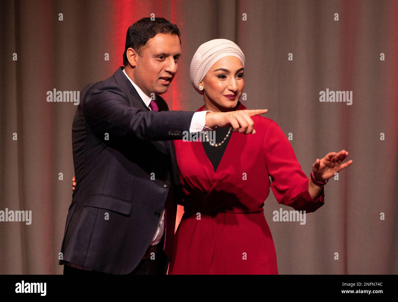 Scottish Labour leader Anas Sarwar (left), with wife Furheen, after ...