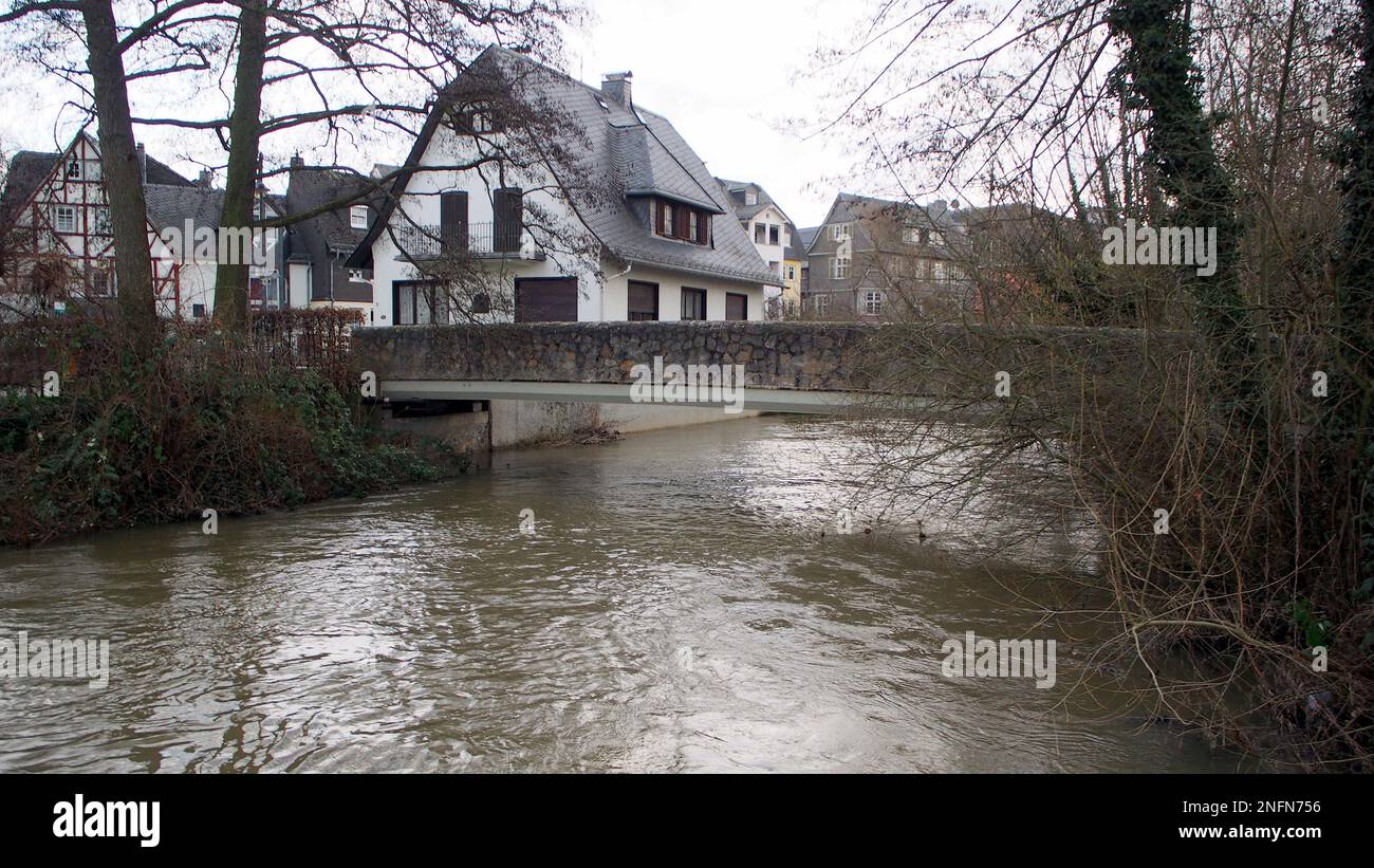 Small pedestrian bridge over the river Lahn, Wetzlar, Germany Stock ...