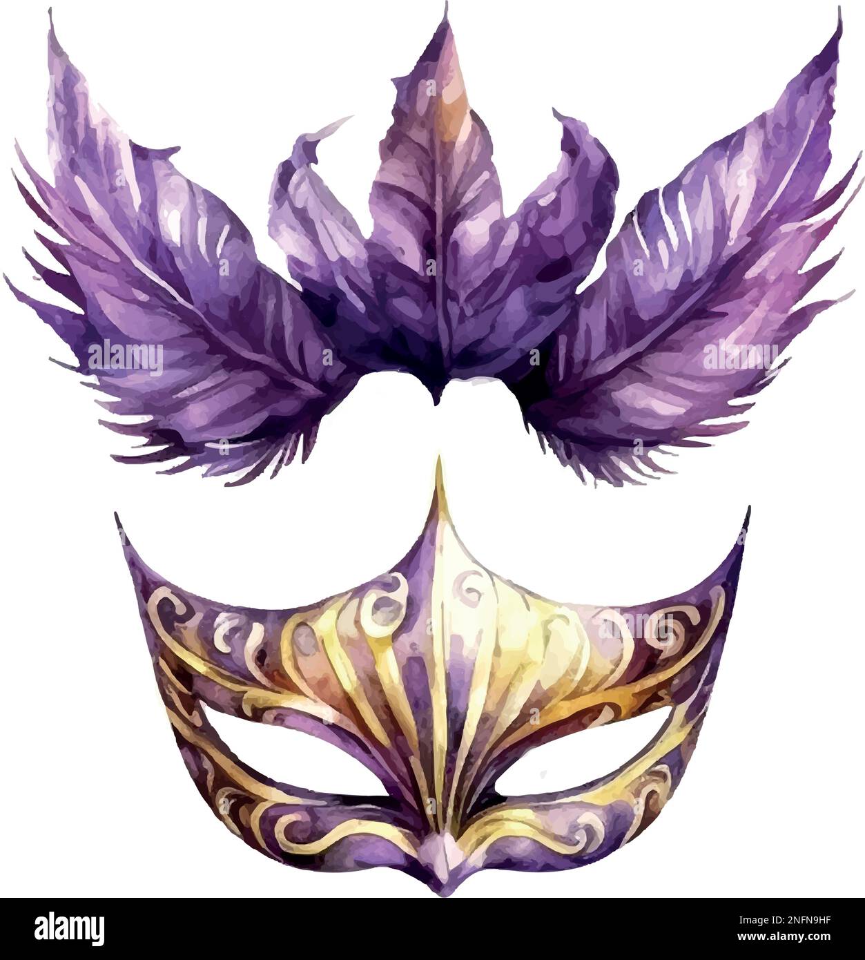 Carnival venetian mask from a splash of watercolor, colored drawing ...