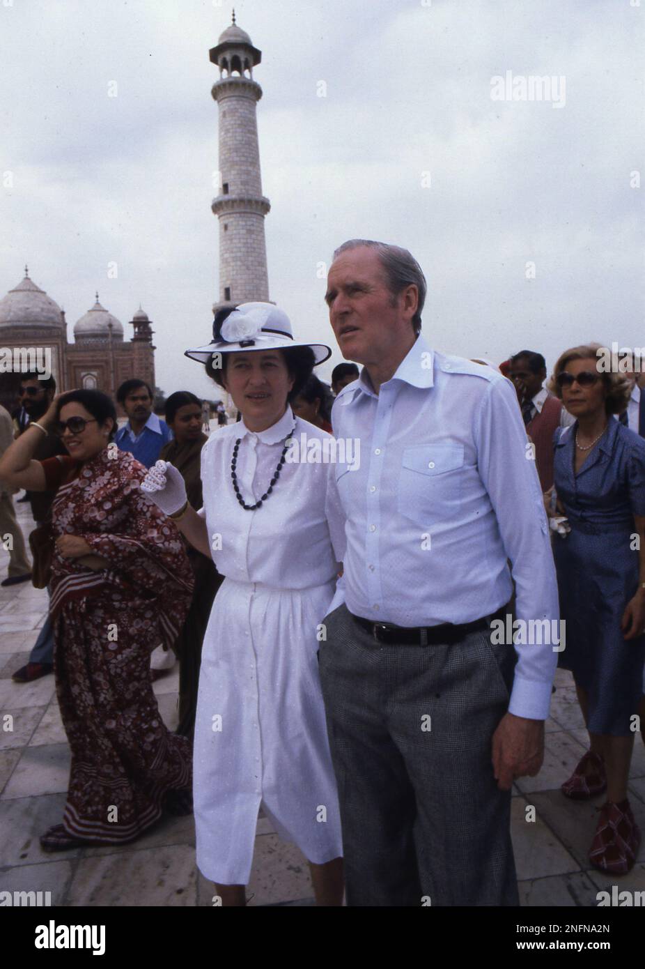 West German President Karl Carstens strolls with his wife Veronica ...