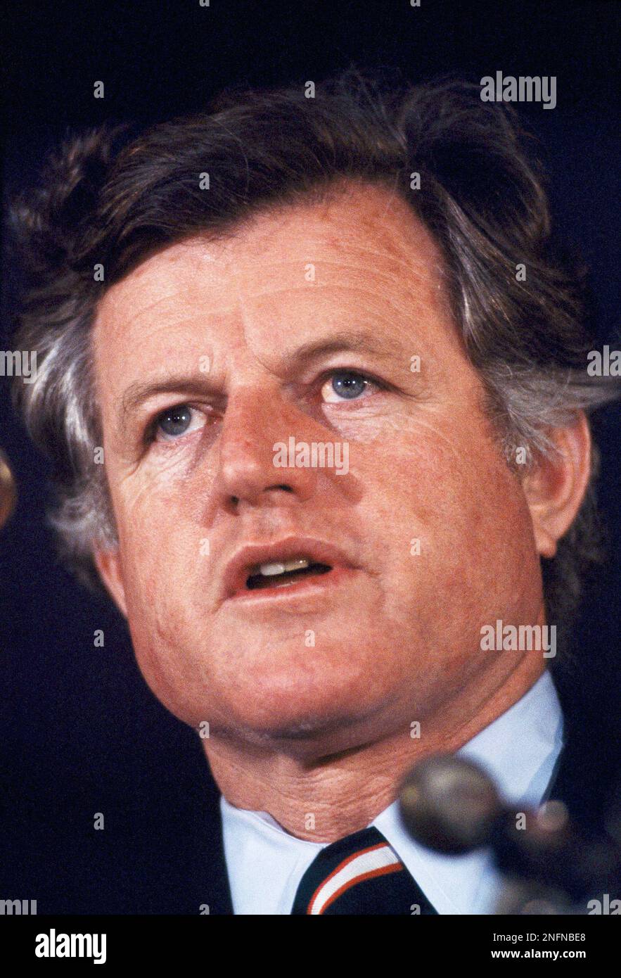 Sen. Edward M. Kennedy (D-Mass.) is shown speaking in New York, Feb. 24 ...