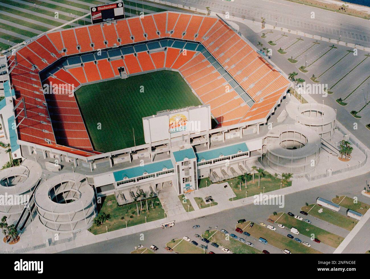 A elevated view of Miami, Florida Joe Robbie Stadium site of 1989 Super ...