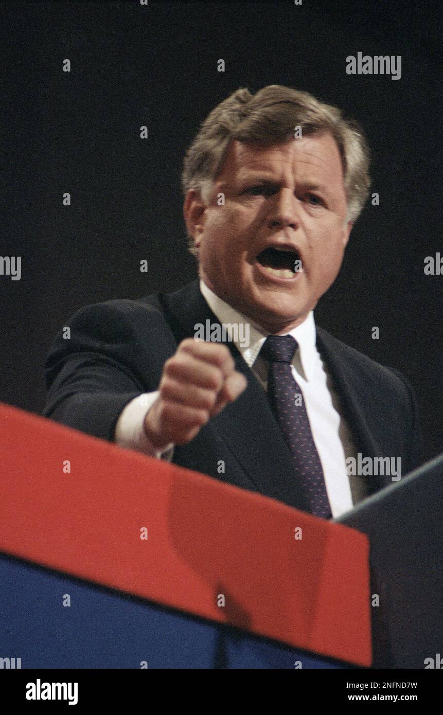 Edward Kennedy, shown speaking at the Democratic National Convention in ...