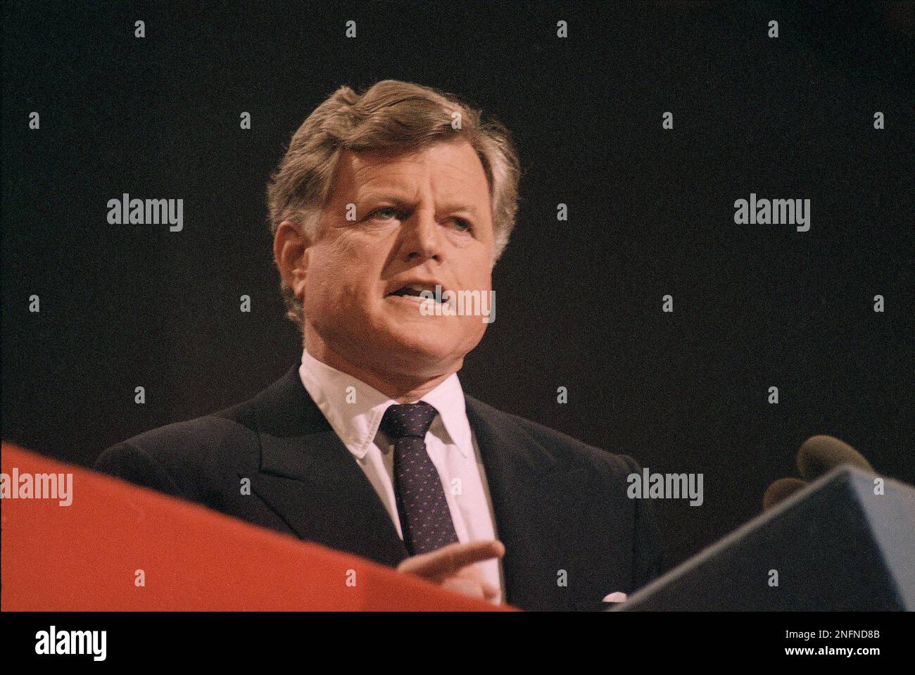 Edward Kennedy, shown speaking at the Democratic National Convention in ...