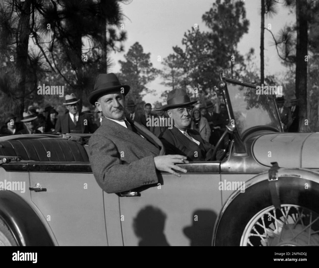 President Franklin D. Roosevelt, behind the wheel of his hand-operated ...