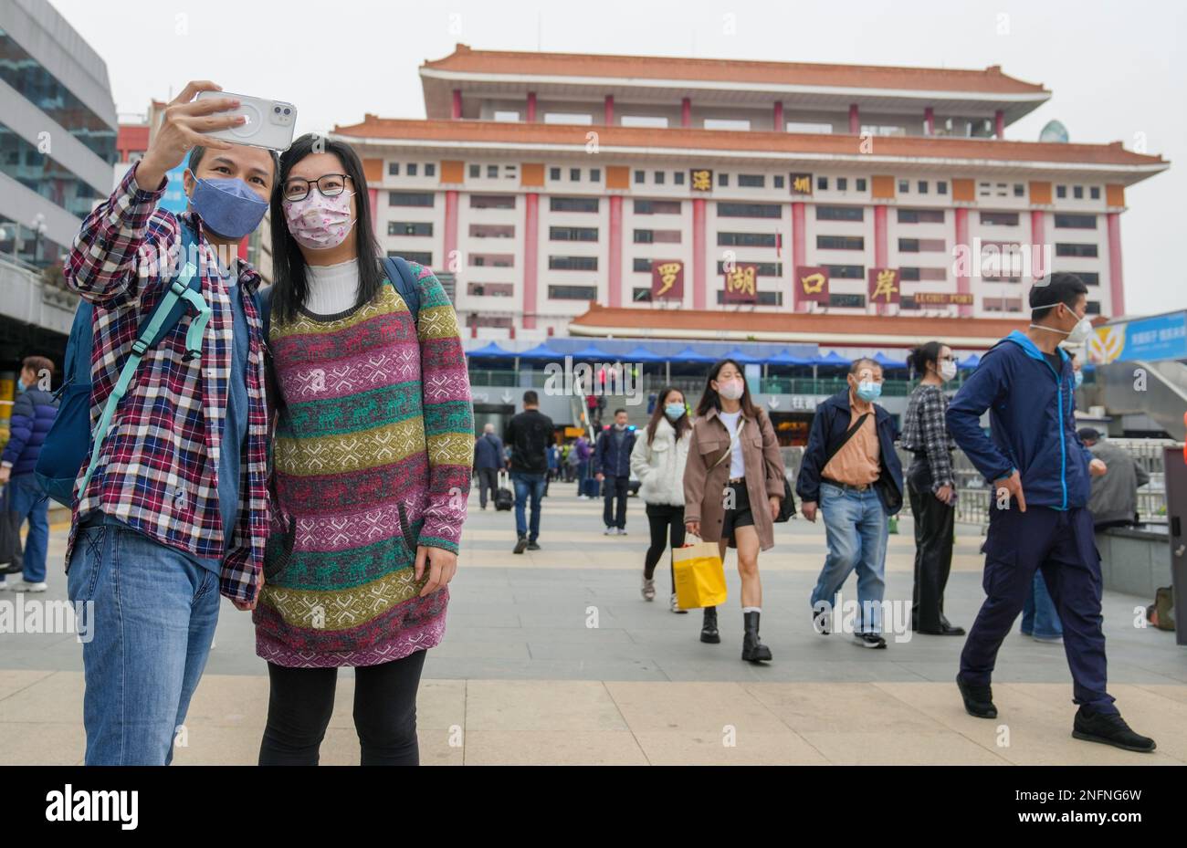 Travellers arrive at Lo Wu Control Point in Shenzhen. The border begin ...