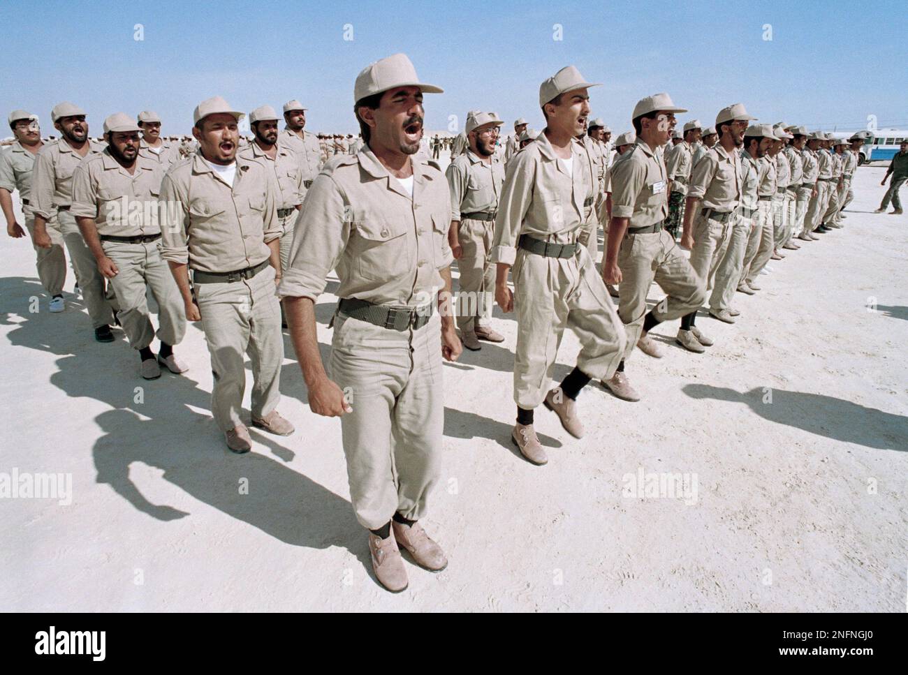 Kuwaiti volunteer Army trains on Nov. 11, 1990, in Saudi Arabian Desert ...