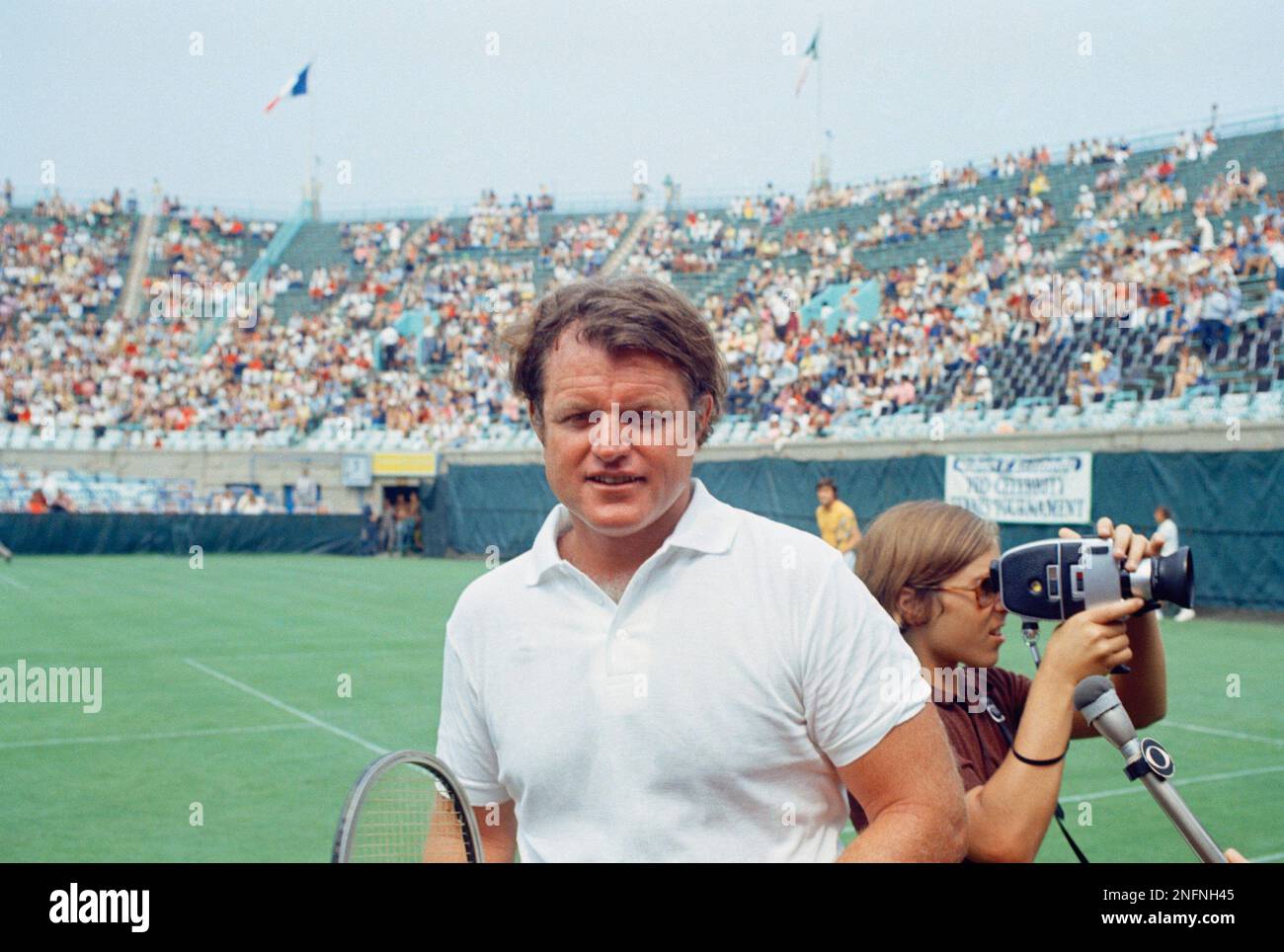Senator Edward Kennedy is shown at the Celebrity Tennis Match in Forest ...