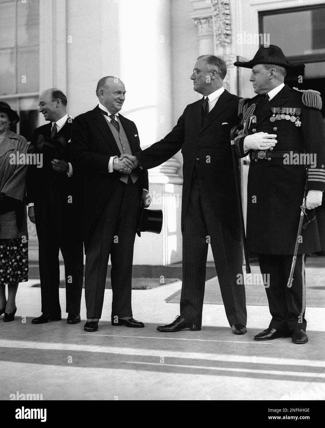 President Franklin D. Roosevelt greets Canadian Prime Minister Richard ...