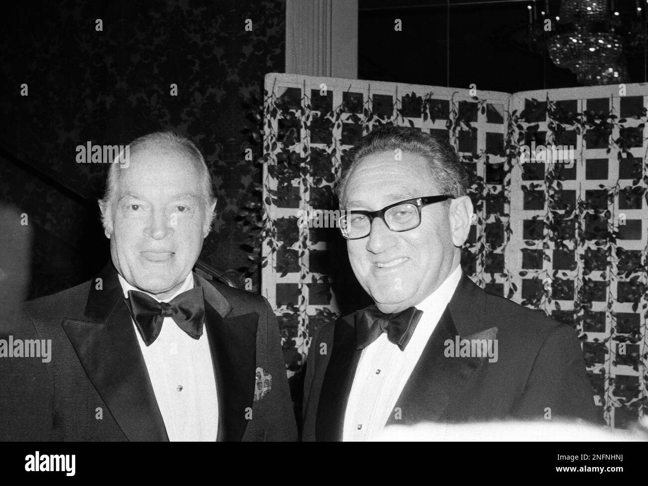 Bob Hope, left, joins Dr. Henry Kissinger on May 3, 1980 at a dinner by ...