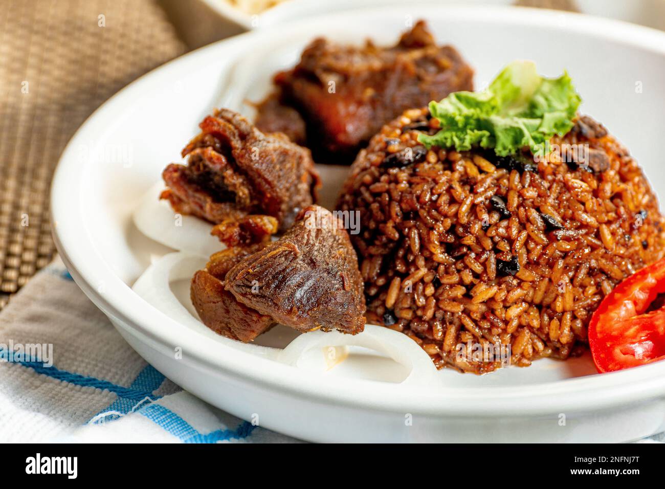 jollof rice with meat Stock Photo - Alamy