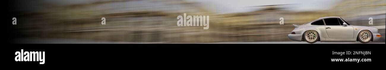 High resolution Porsche 911 on long banner with blurred background for ...