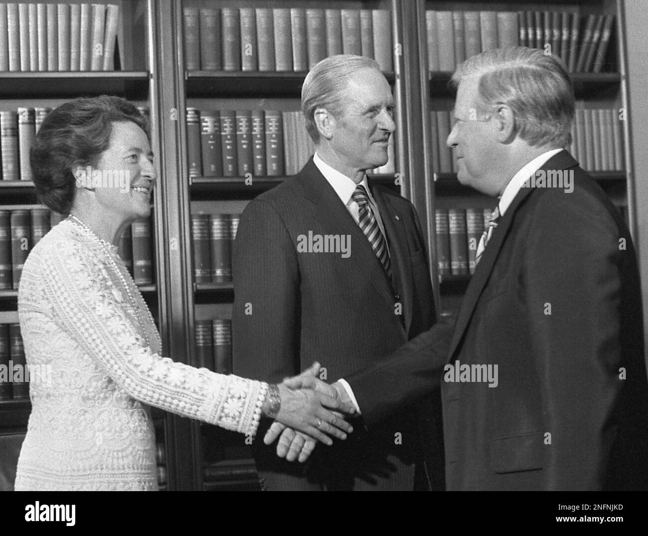 Veronica Carstens, wife of West German President Karl Carstens shakes ...